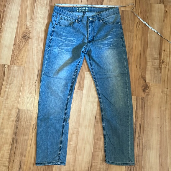Jeans | Mens Republic Refinery 34w X 3l Slim Stretch Faded Blue Jeans ...